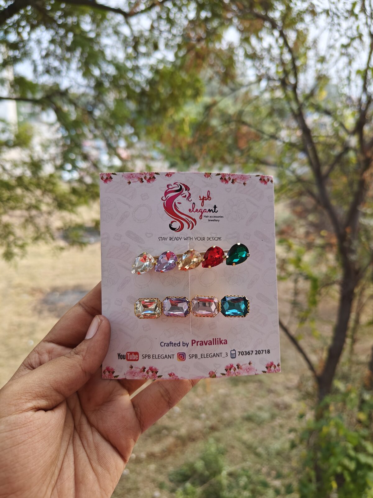 Fancy Hair Stone Clips (Multi Color) – SPB Elegant