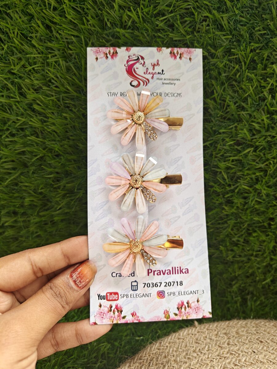 Crystal Flower Alligator Clips (Set of 3) – SPB Elegant